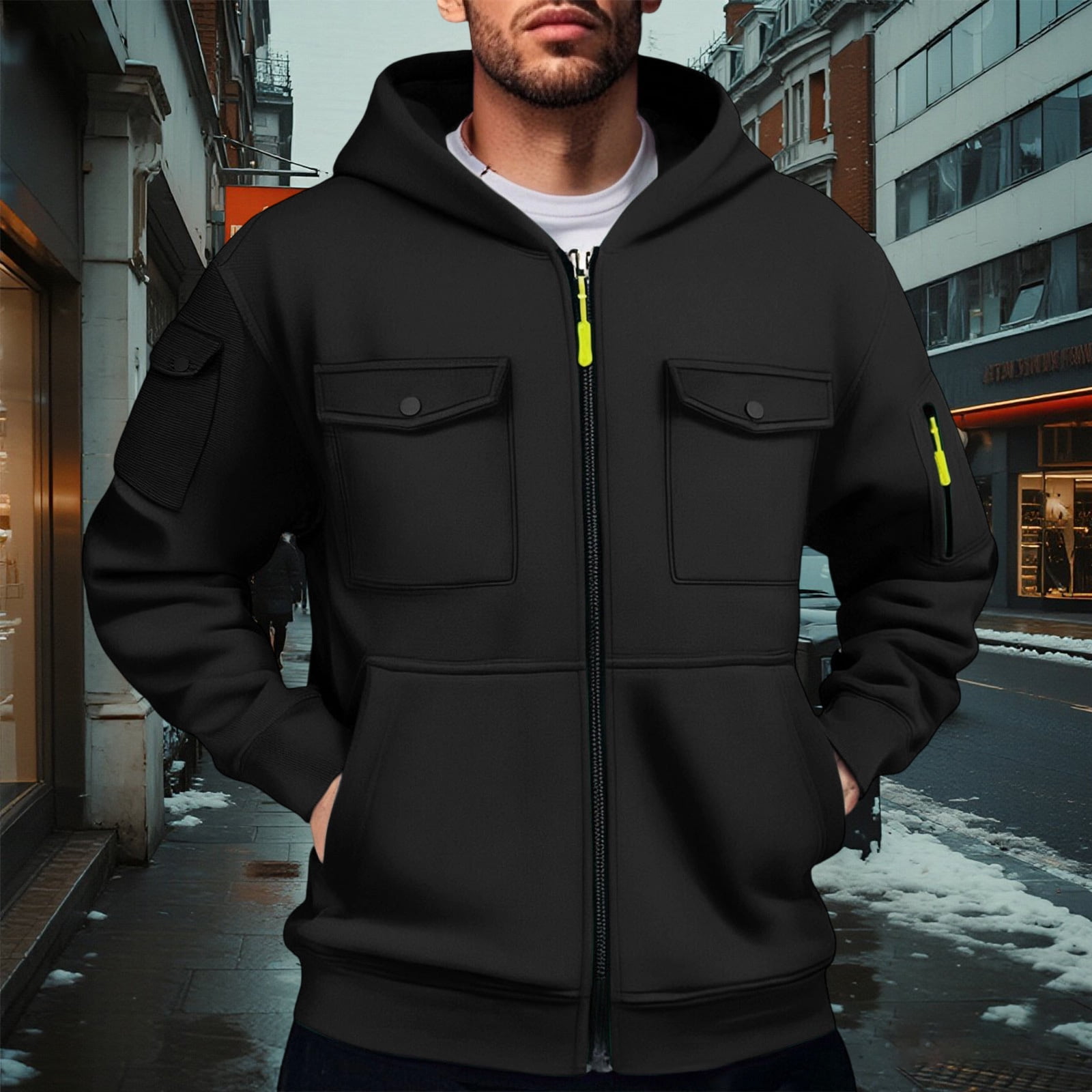 Dwelliawo Men Tactical Hoodies Tactical Sweatshirt Zip Up Cargo Hoodies ...