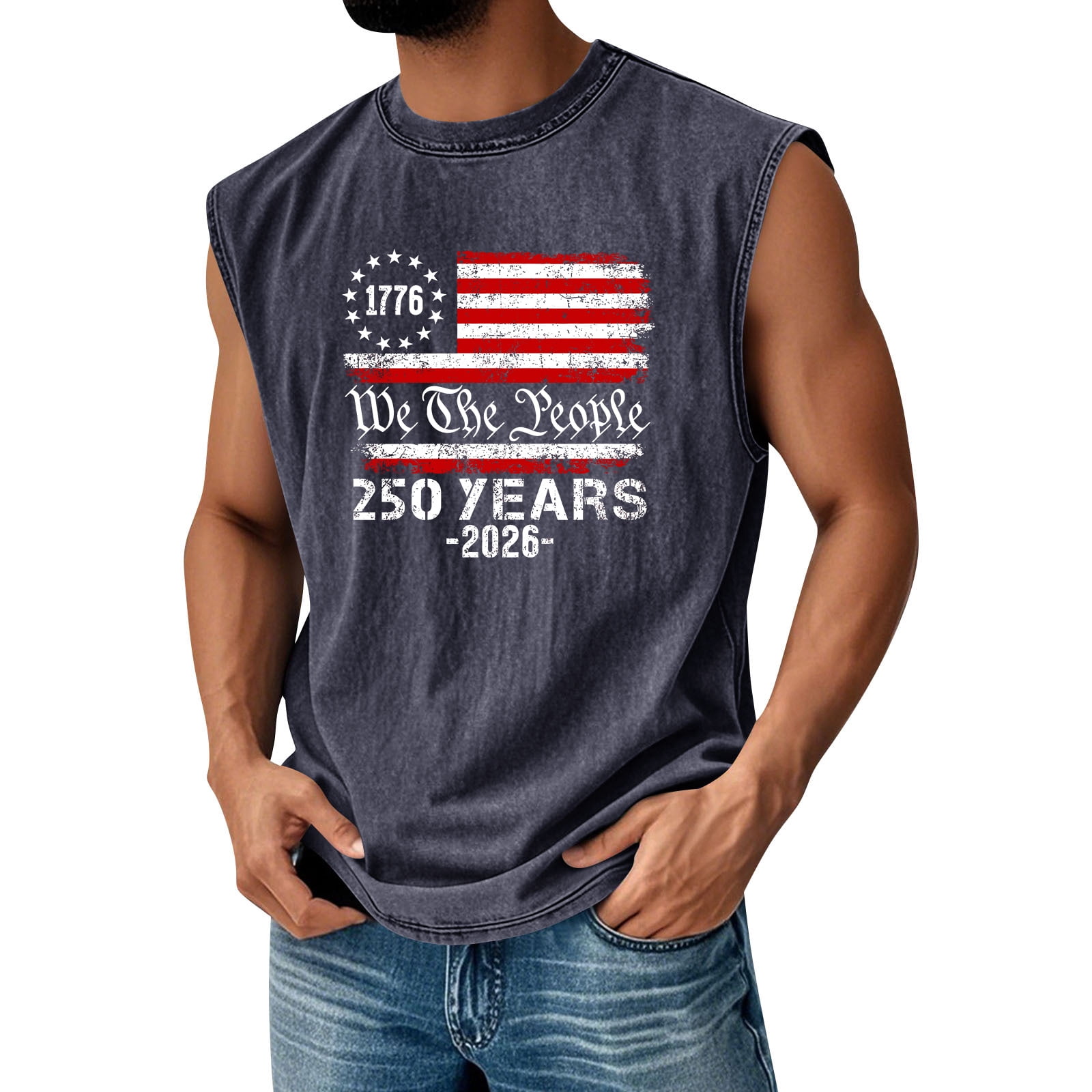 Dwelliawo Men's 250 Years Patriotic Tank Tops Usa 250th Anniversary ...