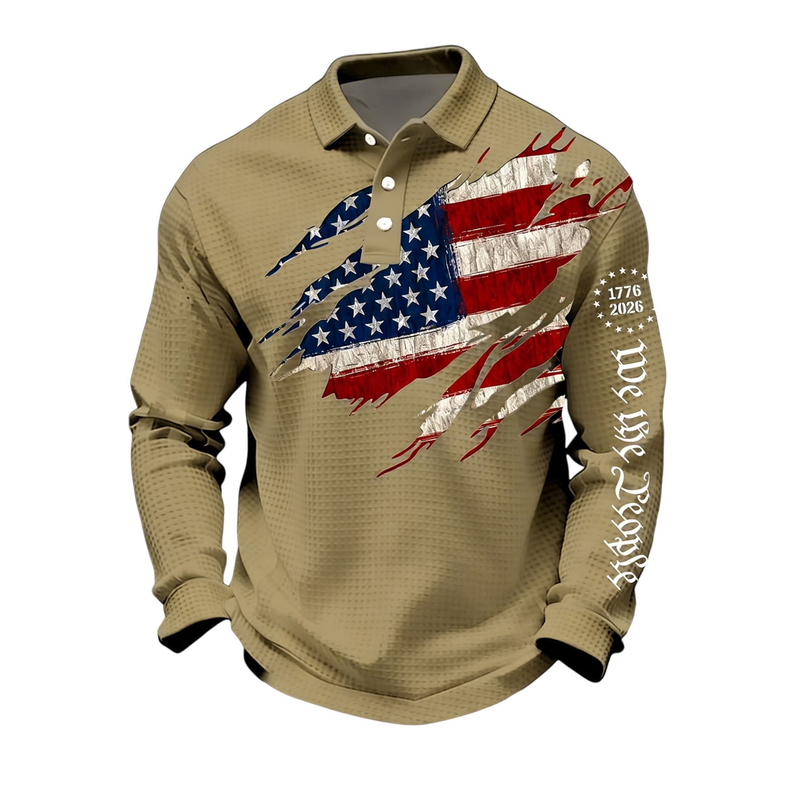 Dwelliawo Men's 250th Anniversary National Flag Print Polo Shirt 250 ...