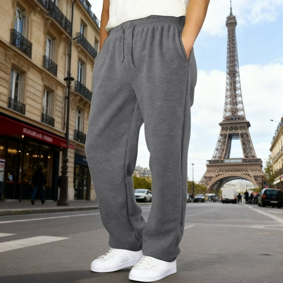 Dwelliawo Men's Baggy Pants Open Bottom Wide Leg Gym Pant Athletic ...