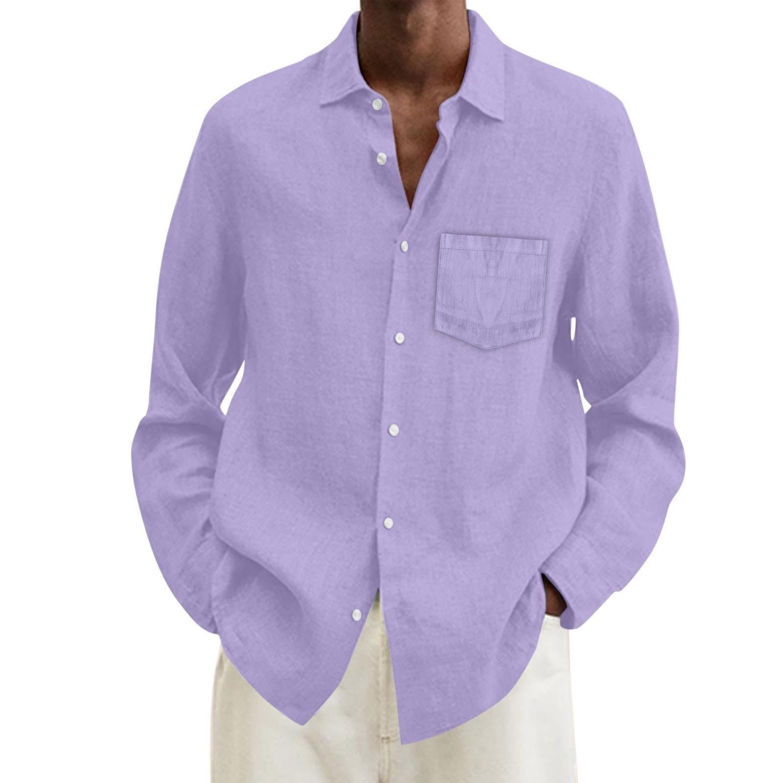 Dwelliawo Men's Button Down Shirt Long Sleeve Button Down Shirt Collar ...