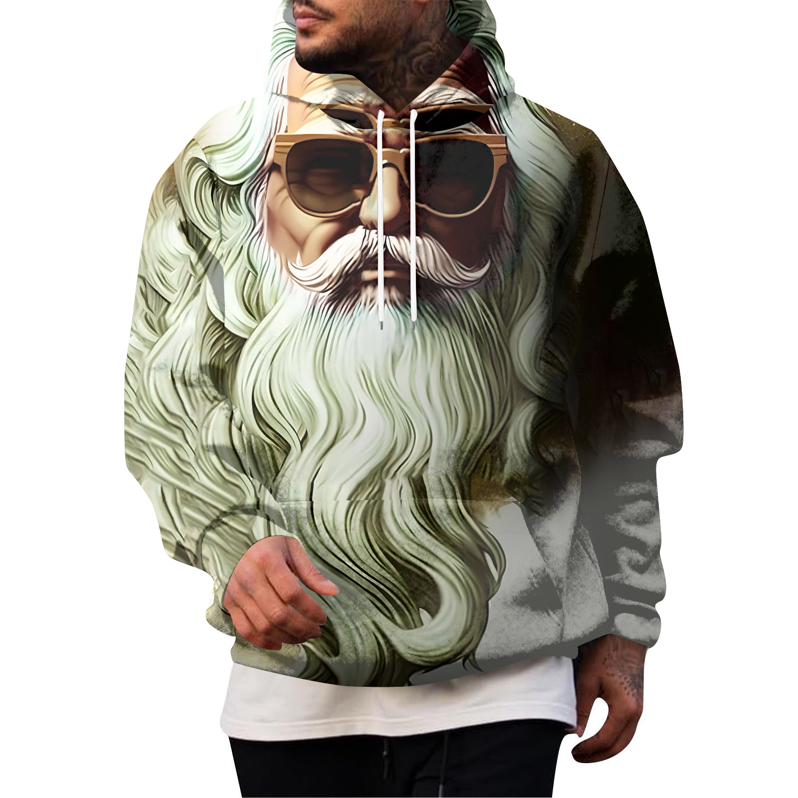 Dwelliawo Men's Christmas Hoodie Funny Xmas Santa Claus Face Snowman ...