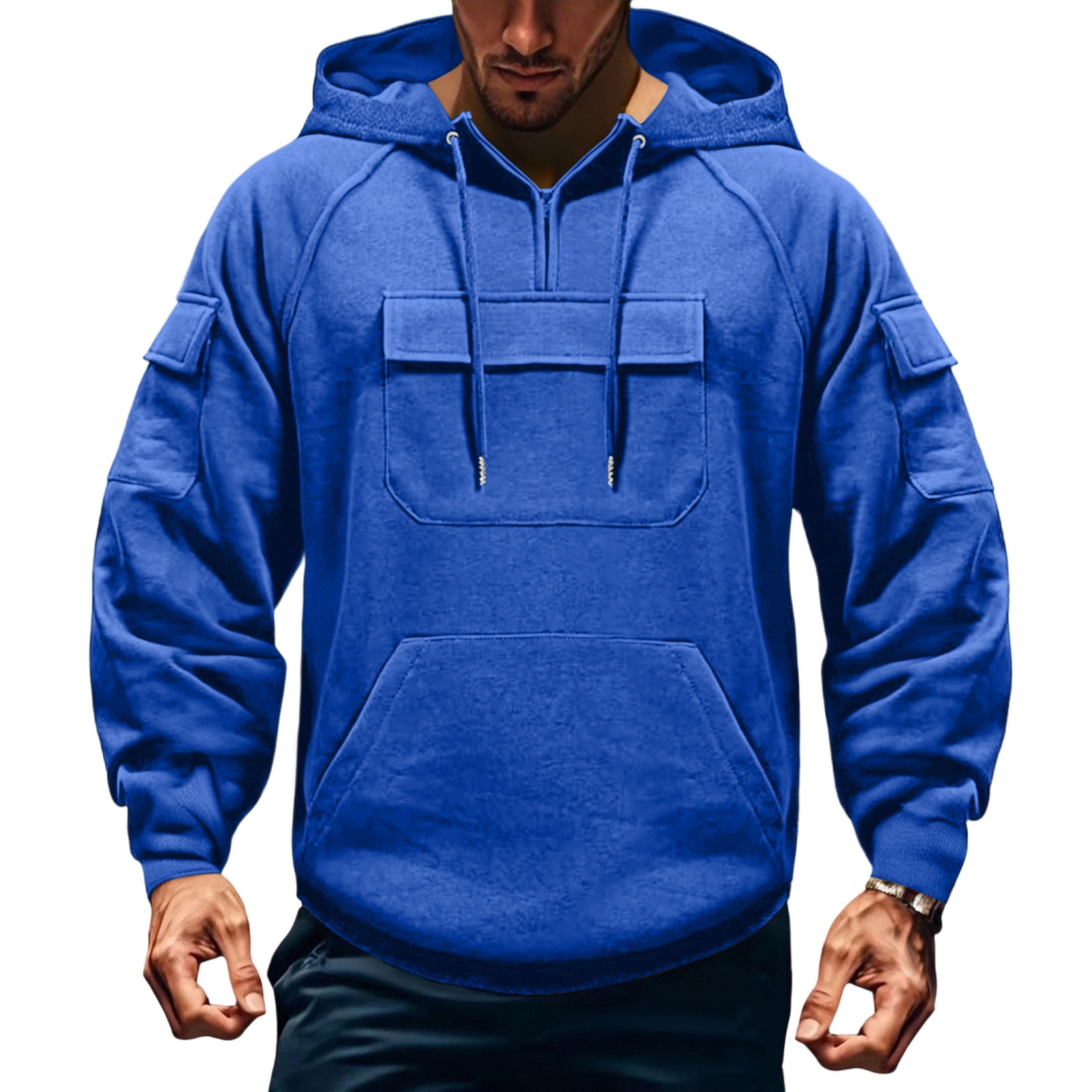 Dwelliawo Men's Fashion Hoodies & Sweatshirts Quater Zip Up Cargo ...