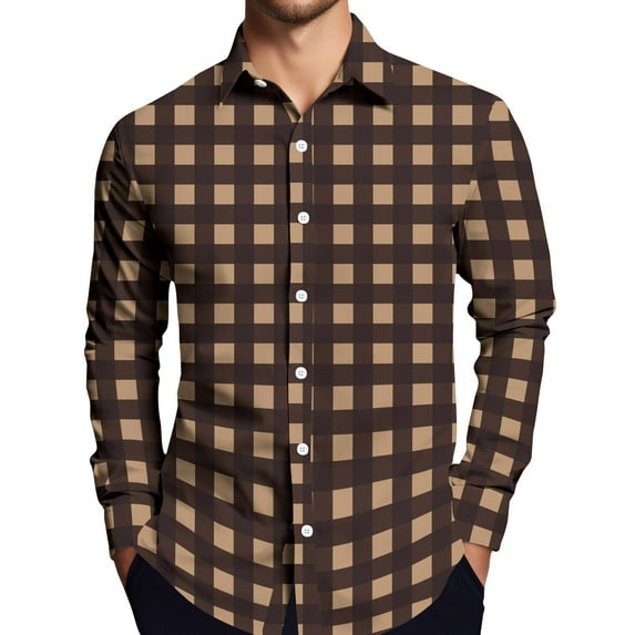 Dwelliawo Men's Plaid Button Down Shirt Plaid Button Down Shirt Long ...
