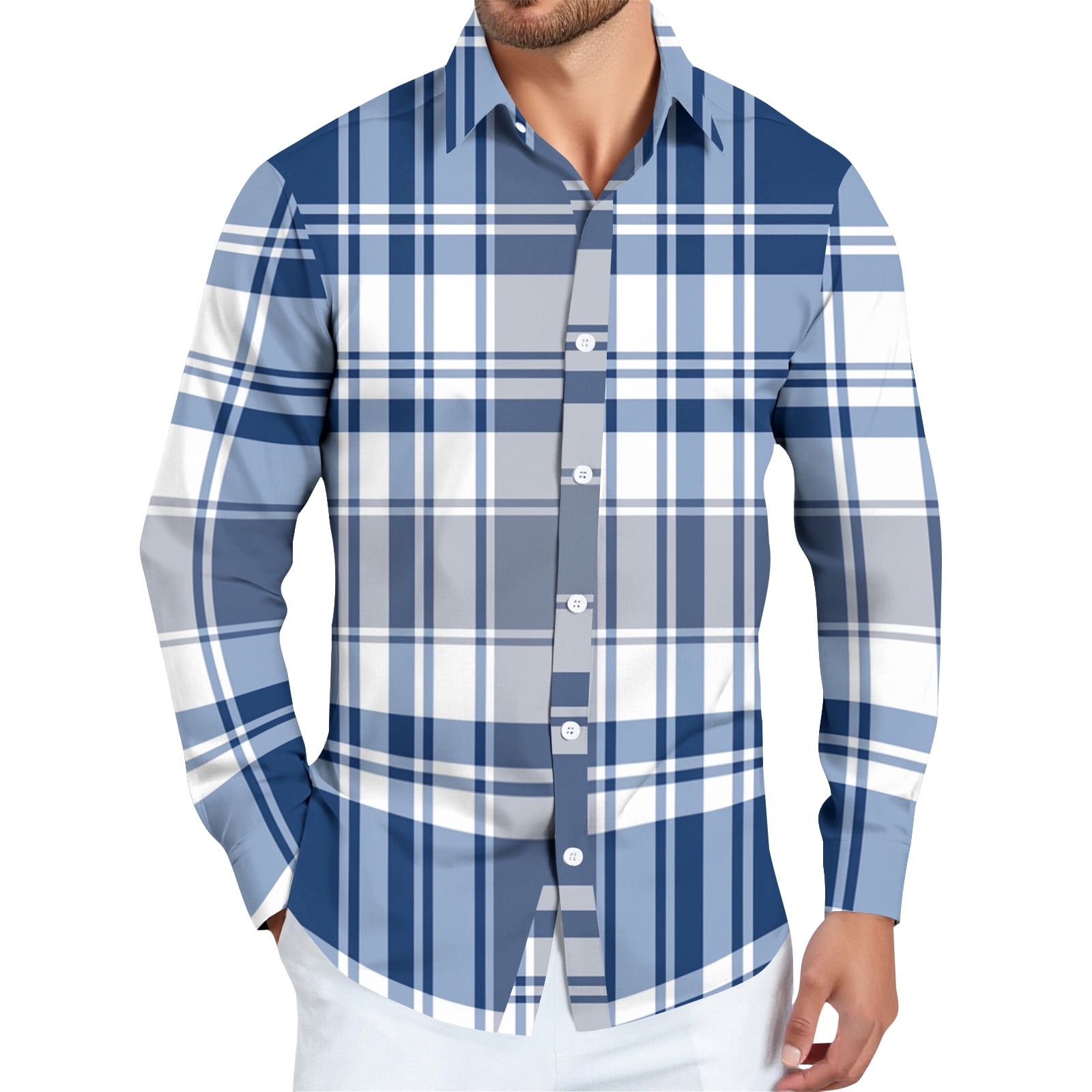 Dwelliawo Men's Plaid Button Down Shirt Plaid Button Down Shirts Casual ...