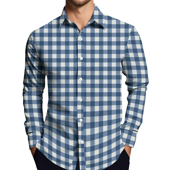 Dwelliawo Men's Plaid Button Down Shirt Plaid Flannel Shirt Long Sleeve ...