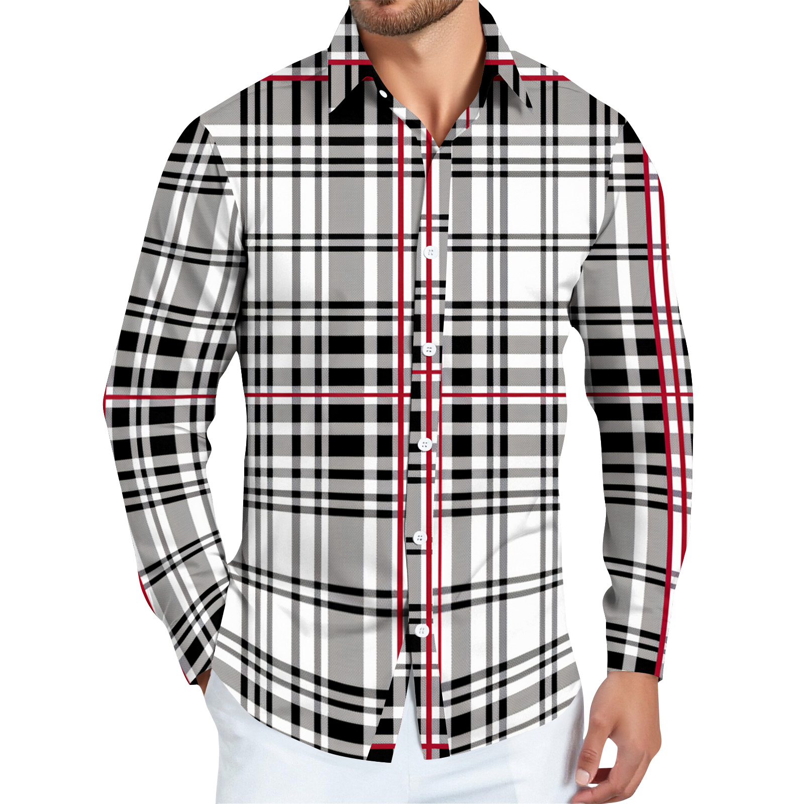 Dwelliawo Men's Plaid Button Down Shirt Plaid Flannel Shirts Casual ...
