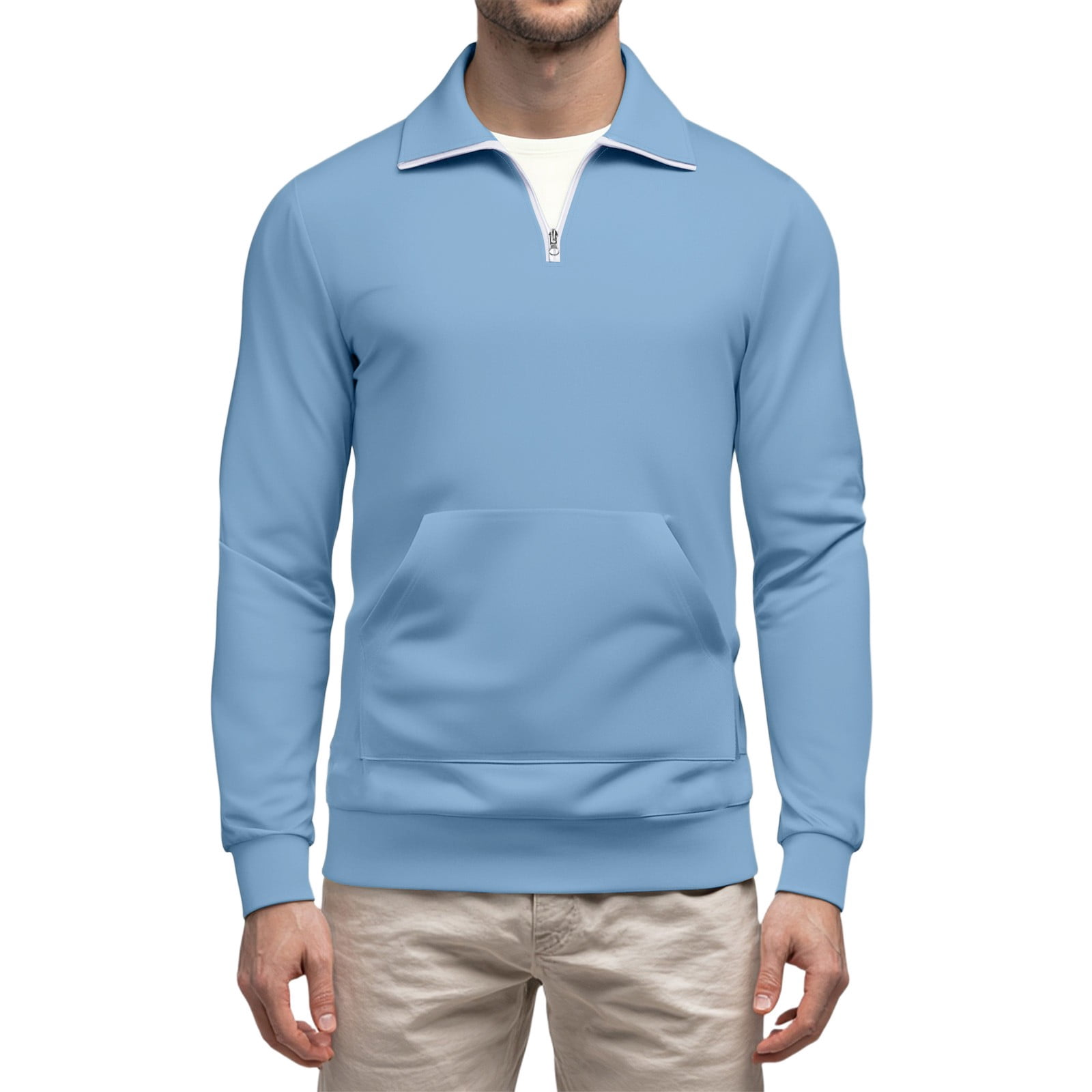 Dwelliawo Men's Quarter Zip Up Pullover Casual Fall Clothing Long ...