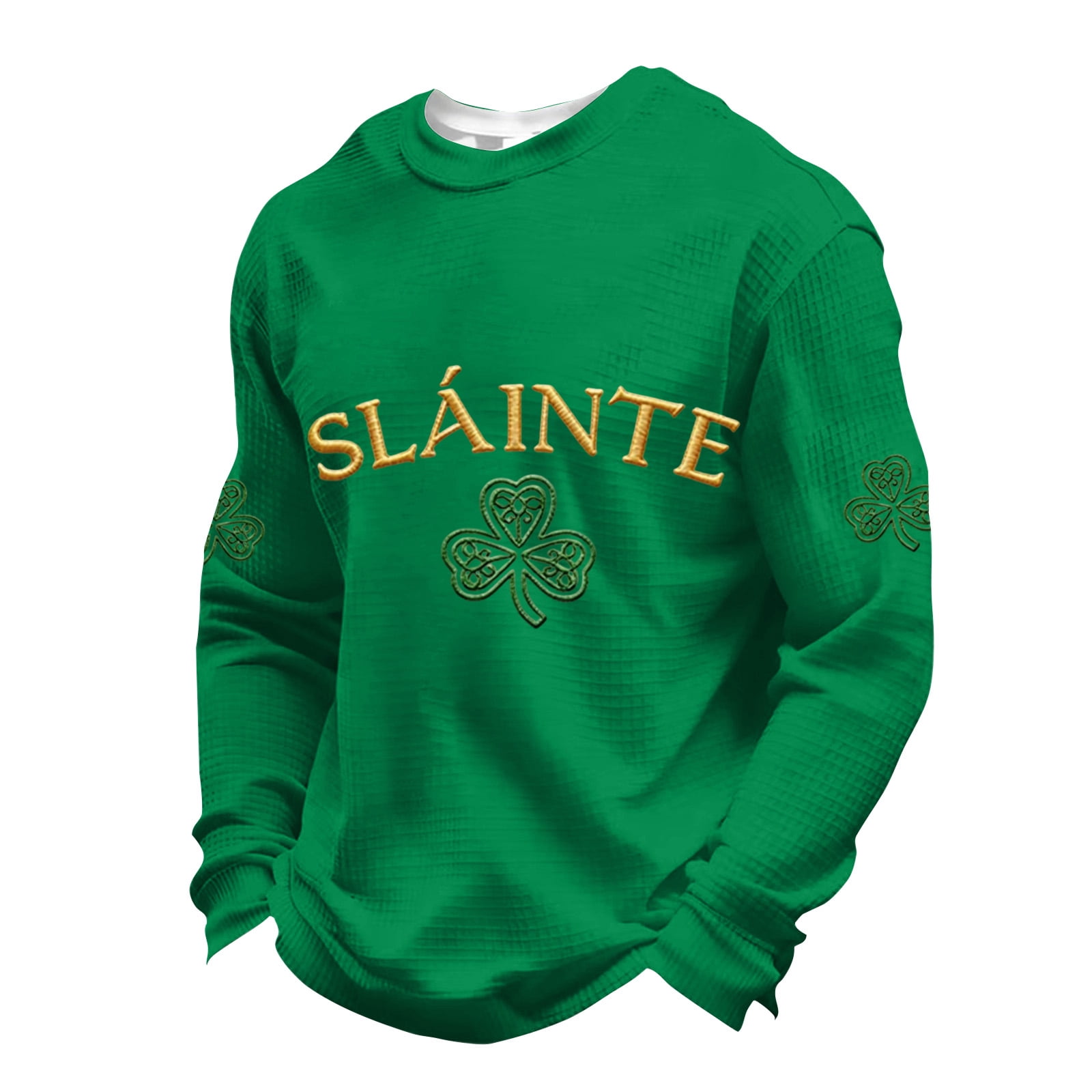 Dwelliawo Men's St Patrick's Day Shirt Graphic Waffle Knit Long Sleeve ...