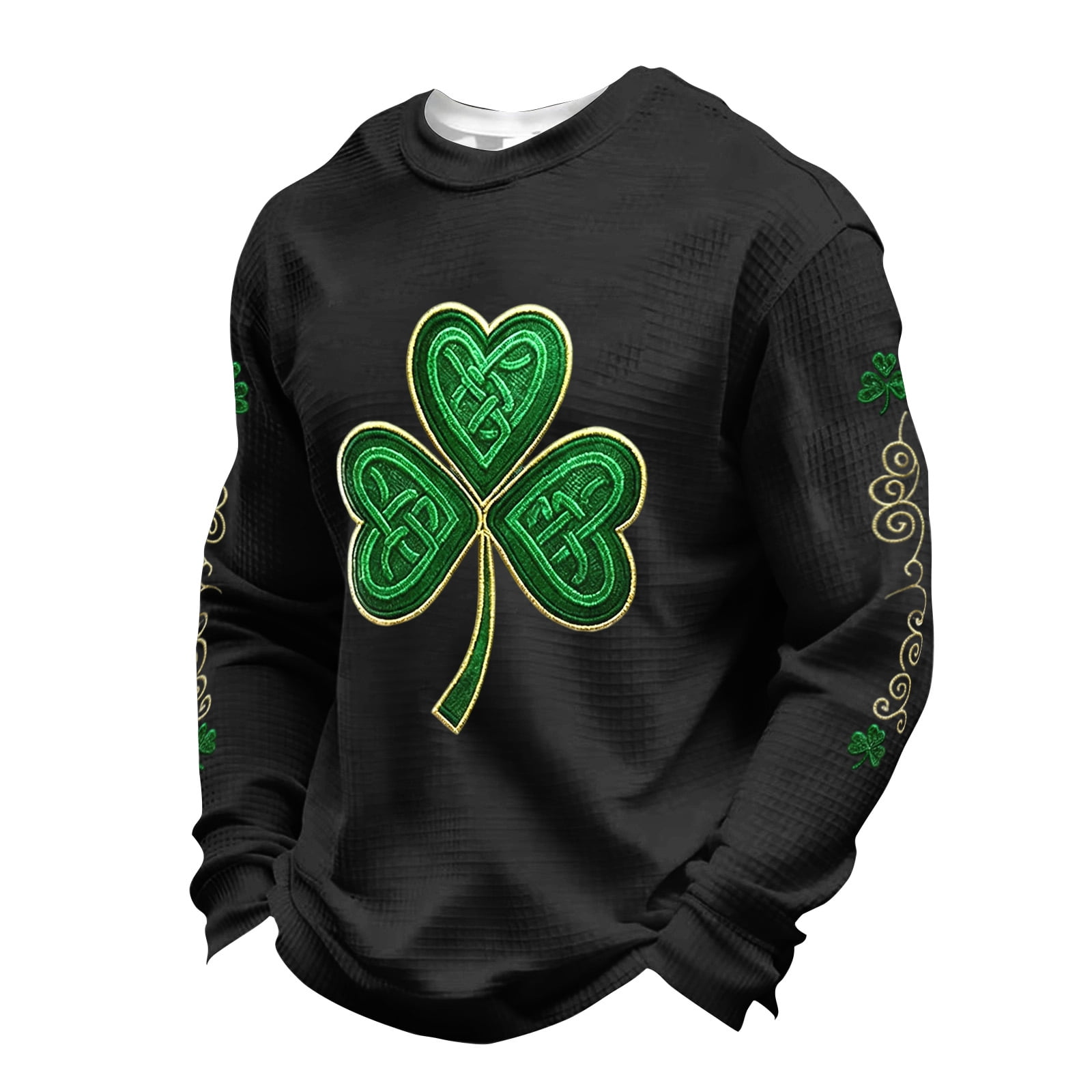 Dwelliawo Men's St Patrick's Day Shirt Print Waffle Knit Long Sleeve ...
