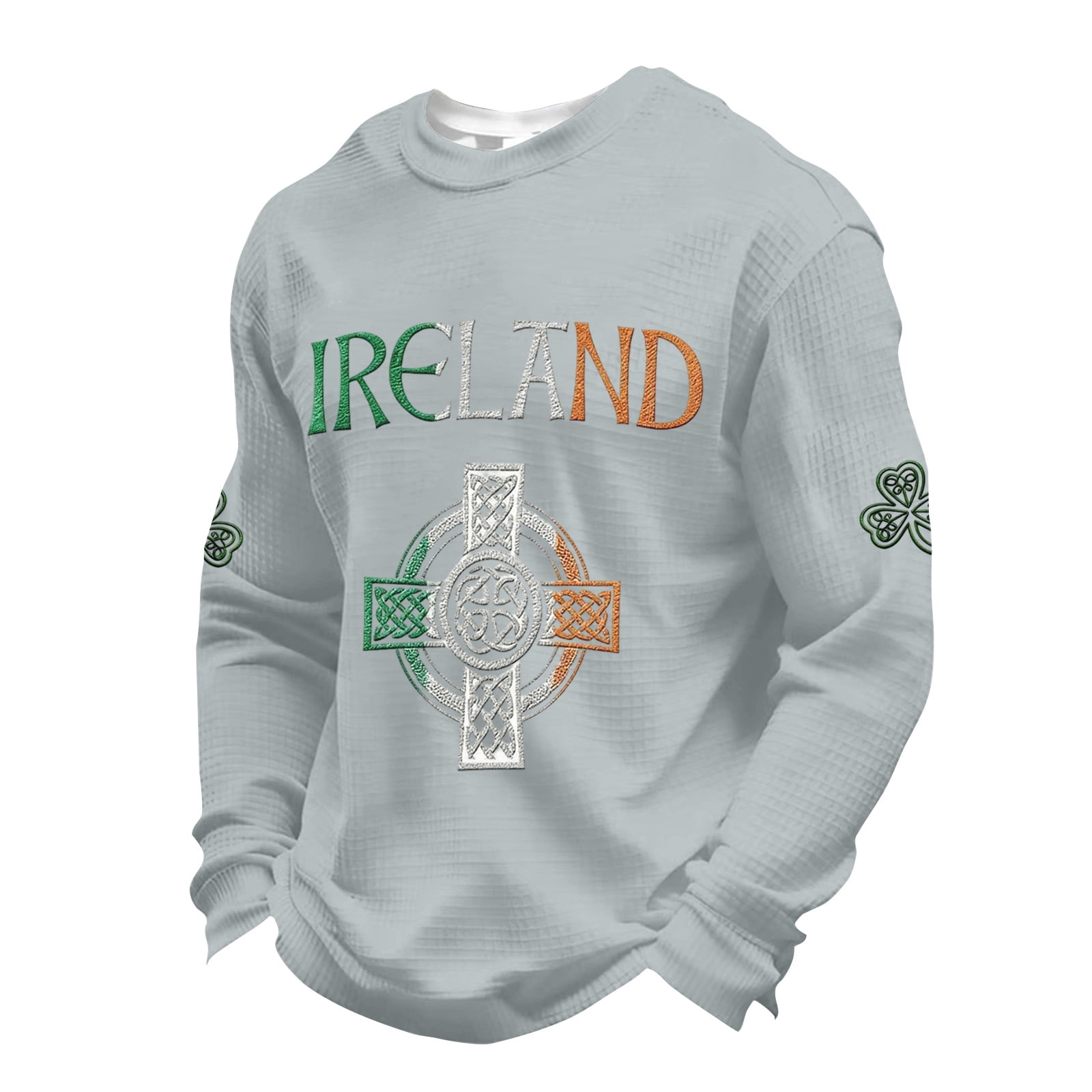 Dwelliawo Men's St Patrick's Day Shirt Print Waffle Knit Long Sleeve ...