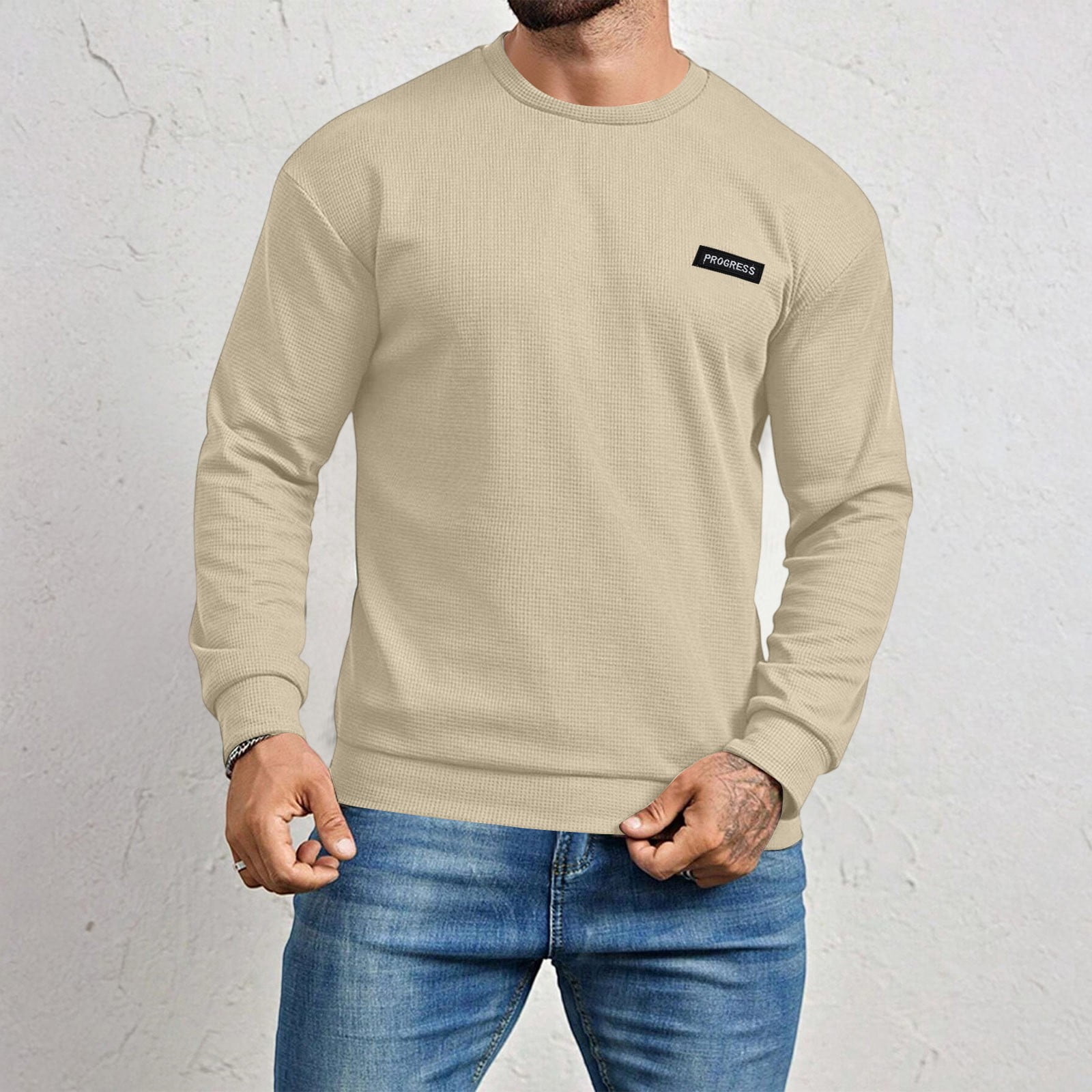 Dwelliawo Men 's Sweatshirts Crew Neck Big and Tall Long Sleeve ...