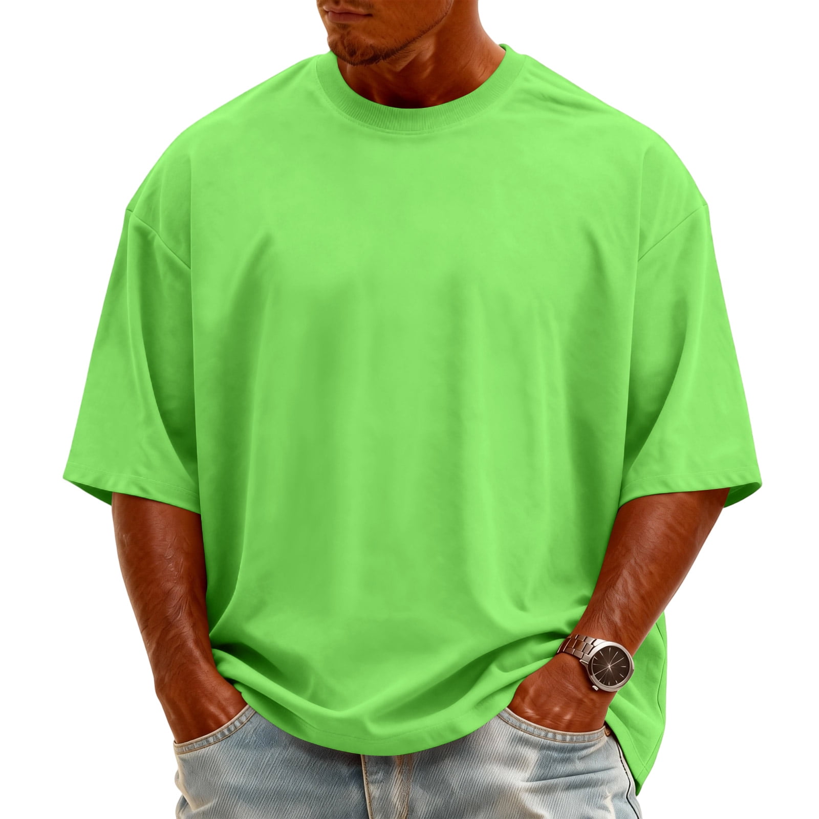 Dwelliawo Men's T-Shirts Lightweight Soft T-Shirts Crew Neck Oversized ...