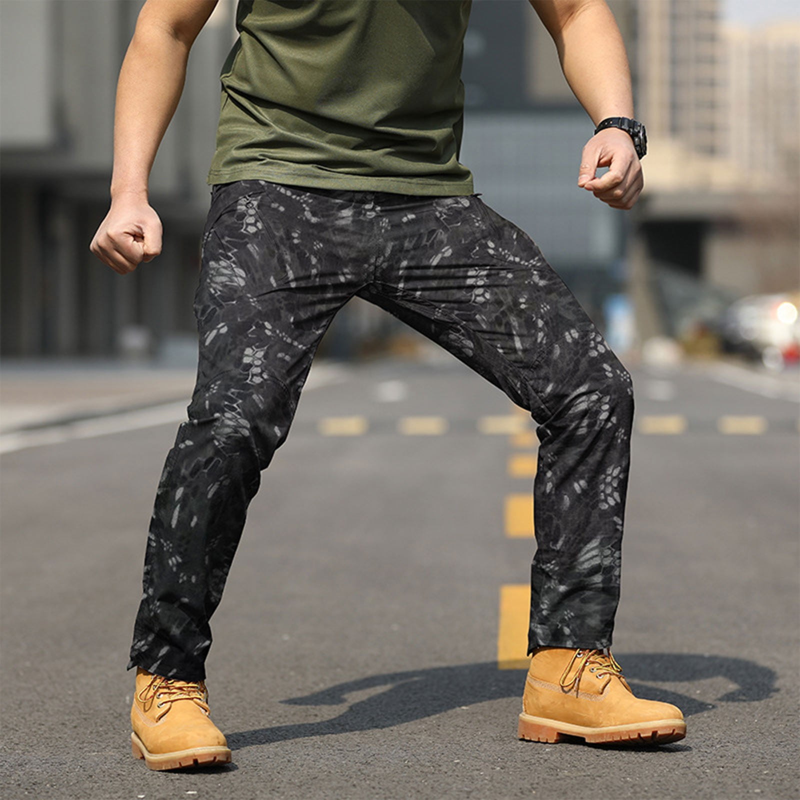 Dwelliawo Men's Tactical Pants Cooling Outdoor Work Pantalones Ripstop ...