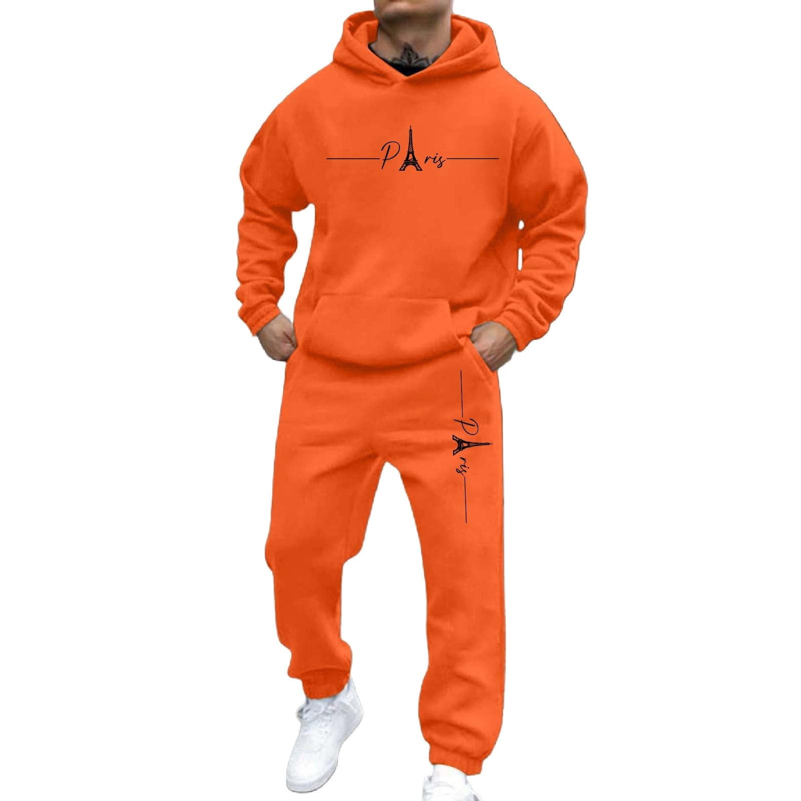 Dwelliawo Men's Tracksuit 2 Piece Hoodie and Sweatpants Solid Color ...