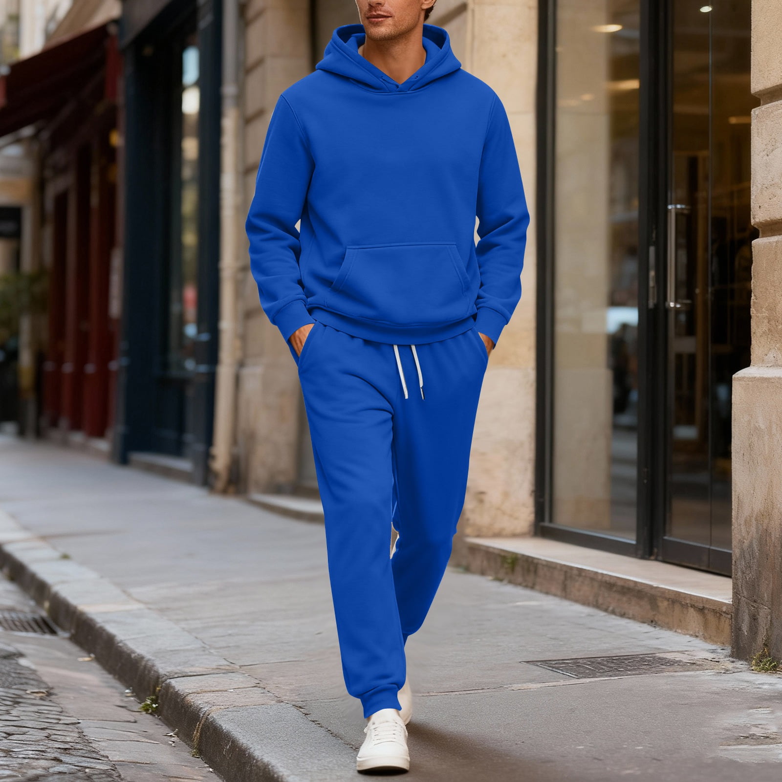 Dwelliawo Men's Tracksuits 2 Piece Set Heavyweight Solid Color Relaxed ...