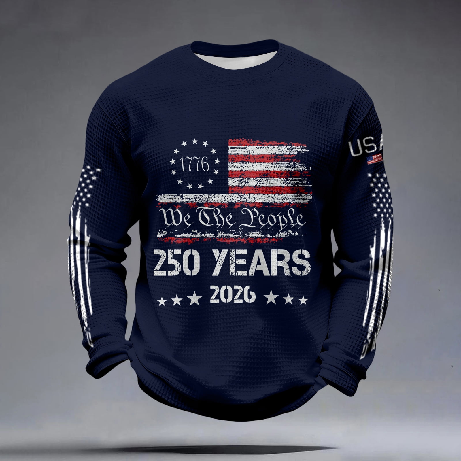 Dwelliawo Men's Usa Flag Waffle Sweatshirts United States 250 Years ...