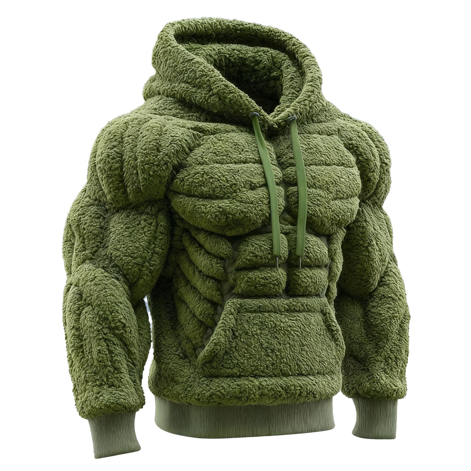 Dwelliawo Men's Vintage Muscle Line Art Flannel Warm Hooded Sweatshirt ...