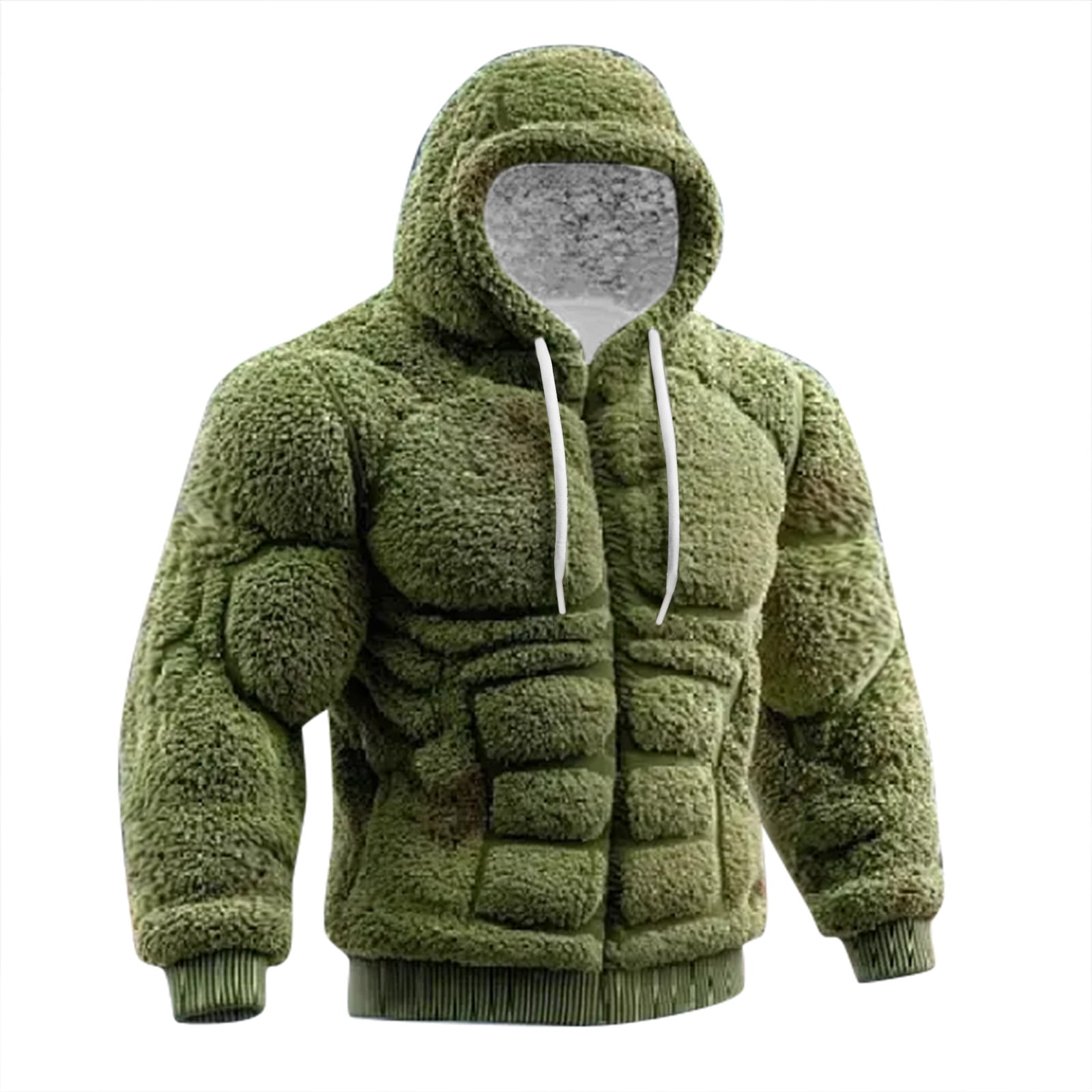 Dwelliawo Men's Vintage Muscle Line Art Flannel Warm Hooded Sweatshirt ...