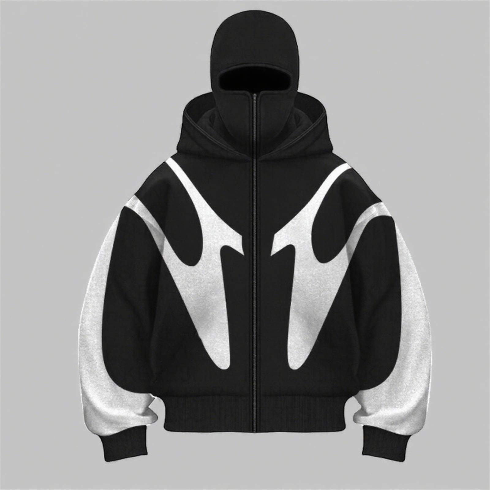 Dwelliawo Mens Balaclava Hoodie with Mask Warm Face Fashion Double ...