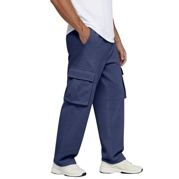 Dwelliawo Mens Cargo Pants Casual Athletic Straight Leg Pant Drawstring ...
