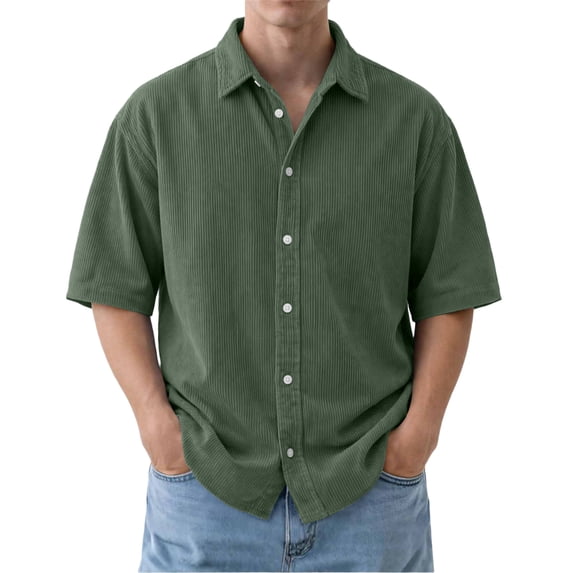 Dwelliawo Mens Casual Summer Shirts Short Sleeve Button Up Shirt ...