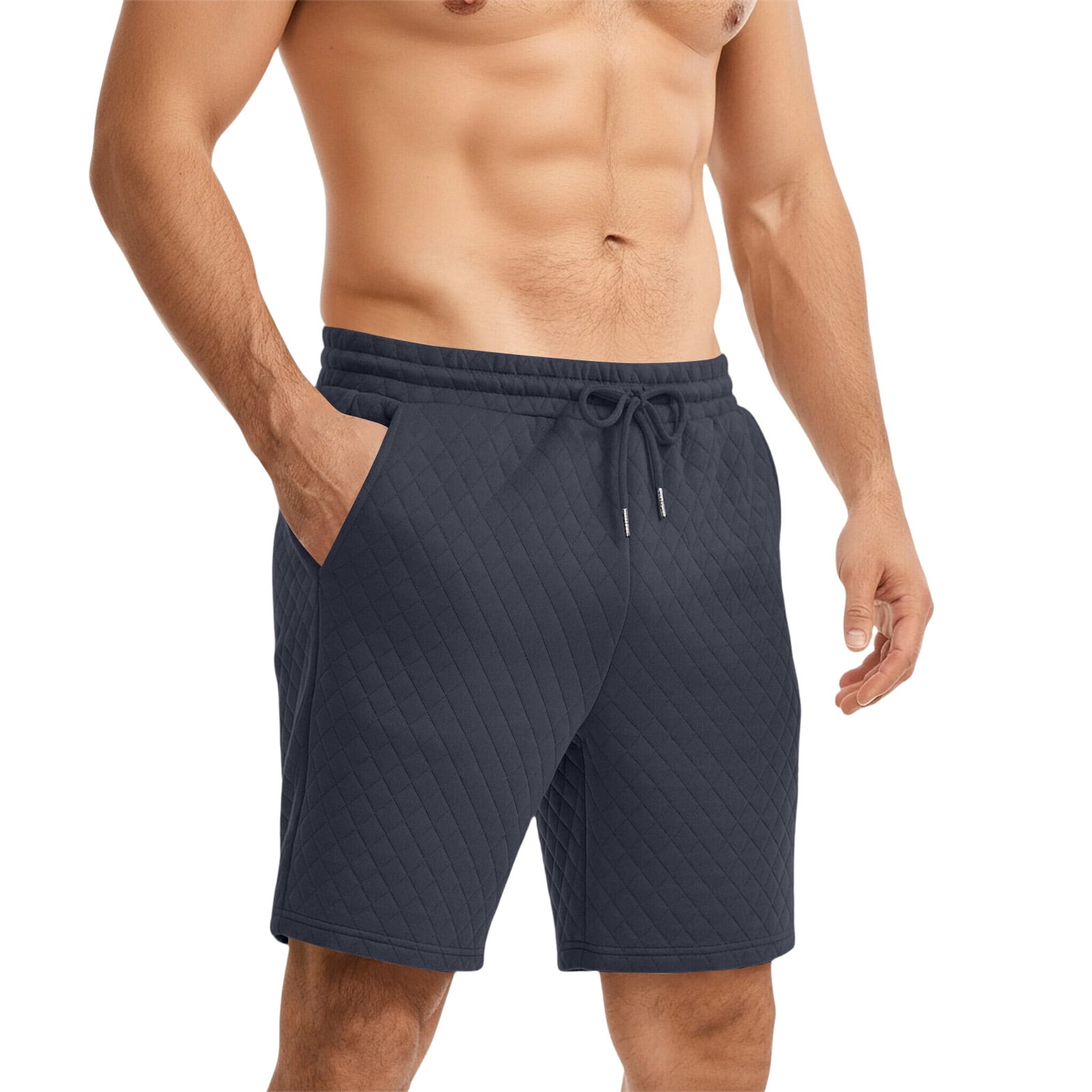 Dwelliawo Mens Casual Sweat Shorts Baggy Beach Casual Elastic Waist ...