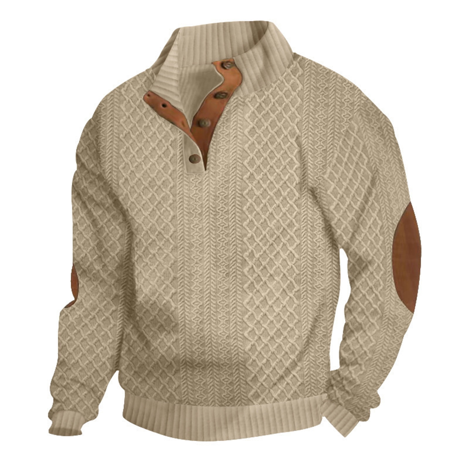 Dwelliawo Mens Fall Winter Sweater 1/4 Button Up Vintage Collar Knitted ...