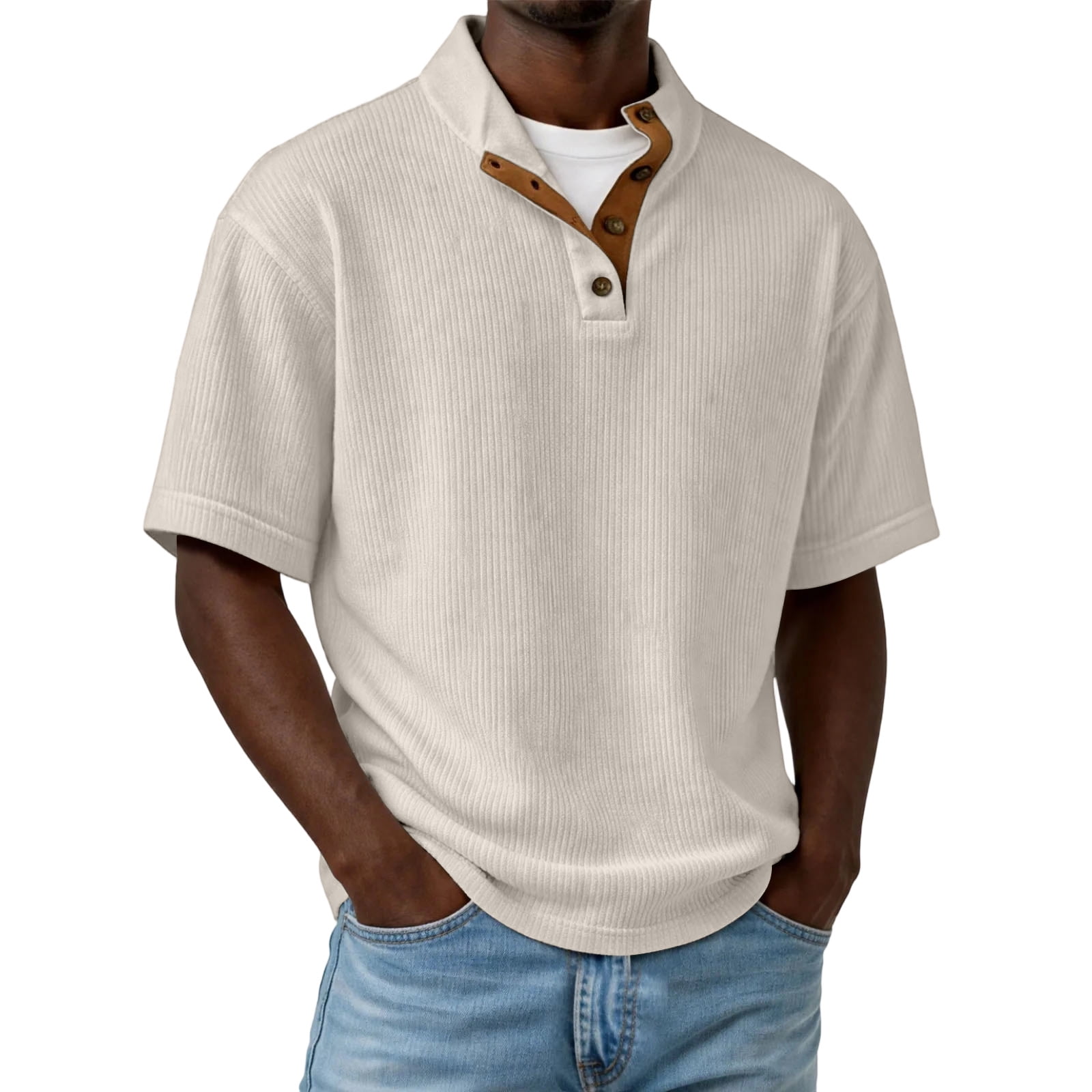 Dwelliawo Mens Henley Shirts Short Sleeve Trendy Shirt Basic Button Tee ...