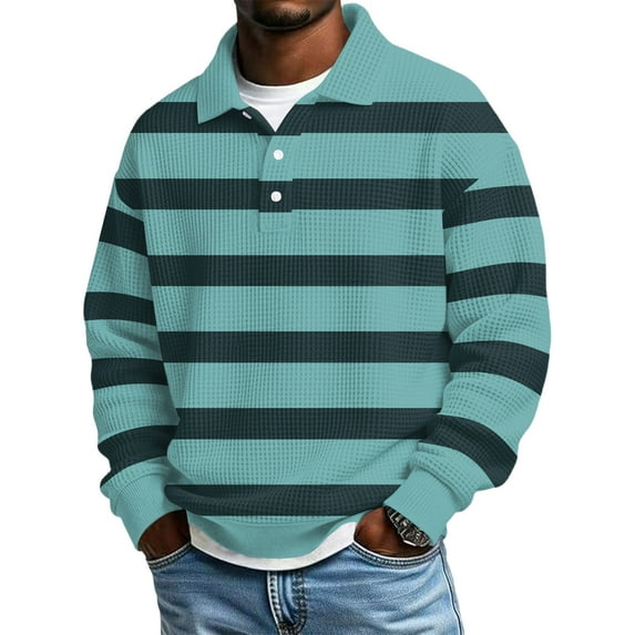 Dwelliawo Mens Long Sleeve Polo Shirts Golf Colorful Henley Shirt with ...