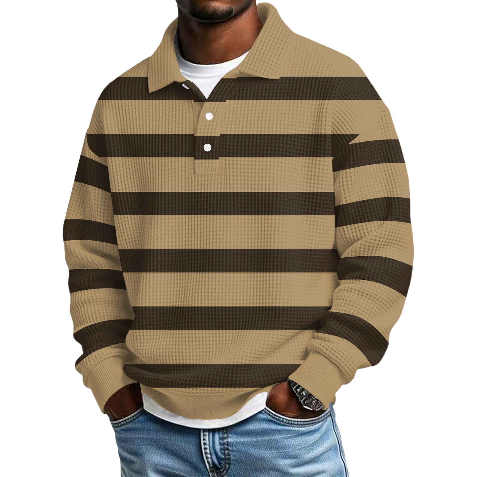 Dwelliawo Mens Long Sleeve Polo Shirts Golf Colorful Henley Shirts ...