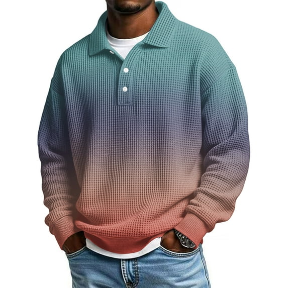 Dwelliawo Mens Long Sleeve Polo Shirts Workout Colorful Henley Shirts ...