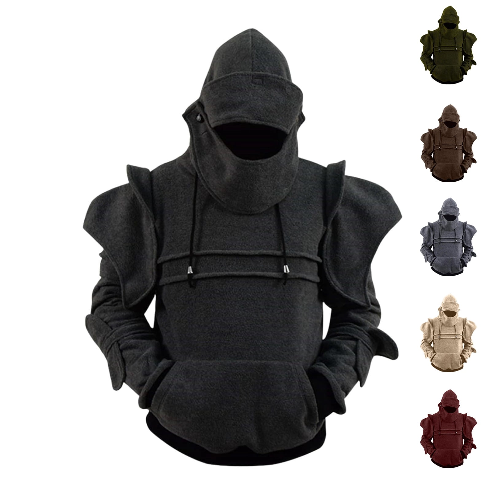 Dwelliawo Mens Medieval Knight Hoodie Elbow Protection Retro Mask ...
