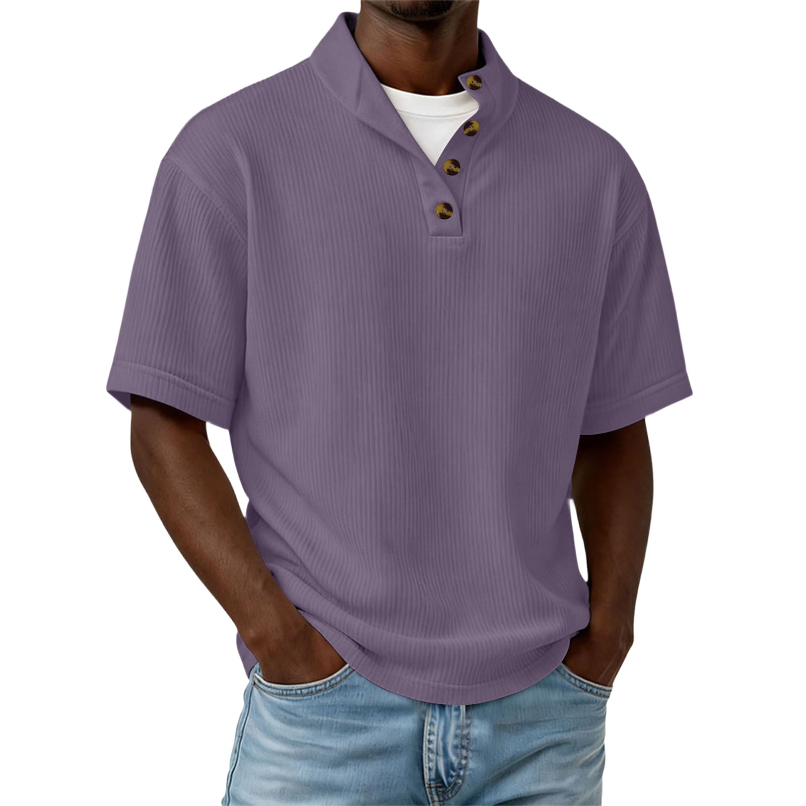 Dwelliawo Mens Muscle Henley Shirts Short Sleeve Casual Shirts Basic ...