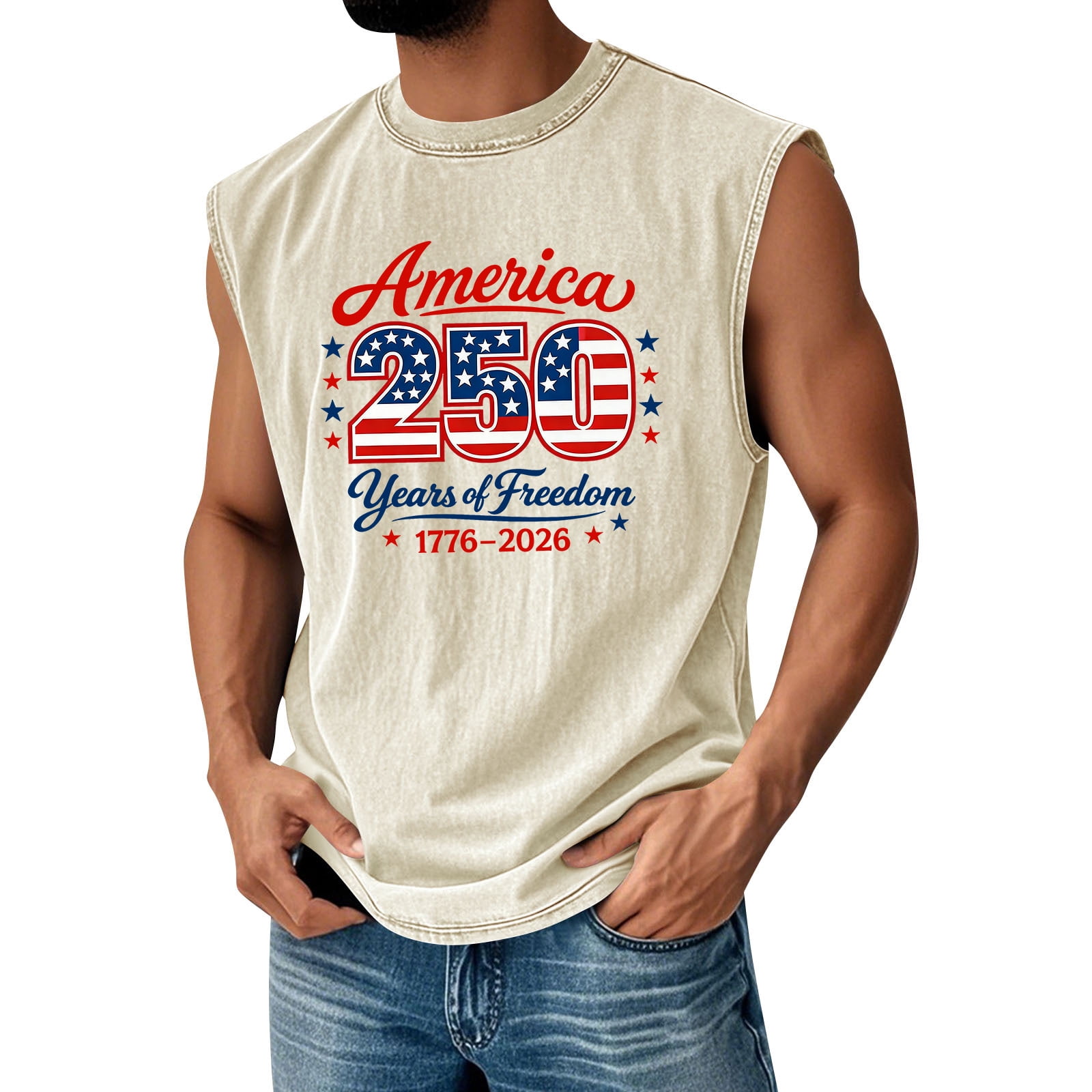 Dwelliawo Mens Muscle Tank Top American Flag Usa 250th Anniversary ...