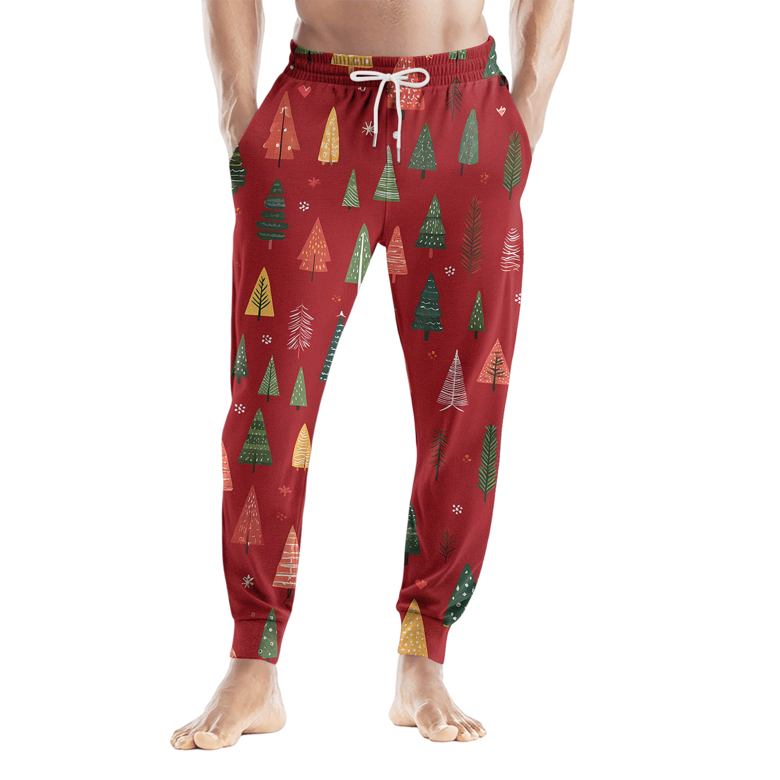 Dwelliawo Merry Christmas Men Pajama Pants Snowflake Graphic Jogger ...