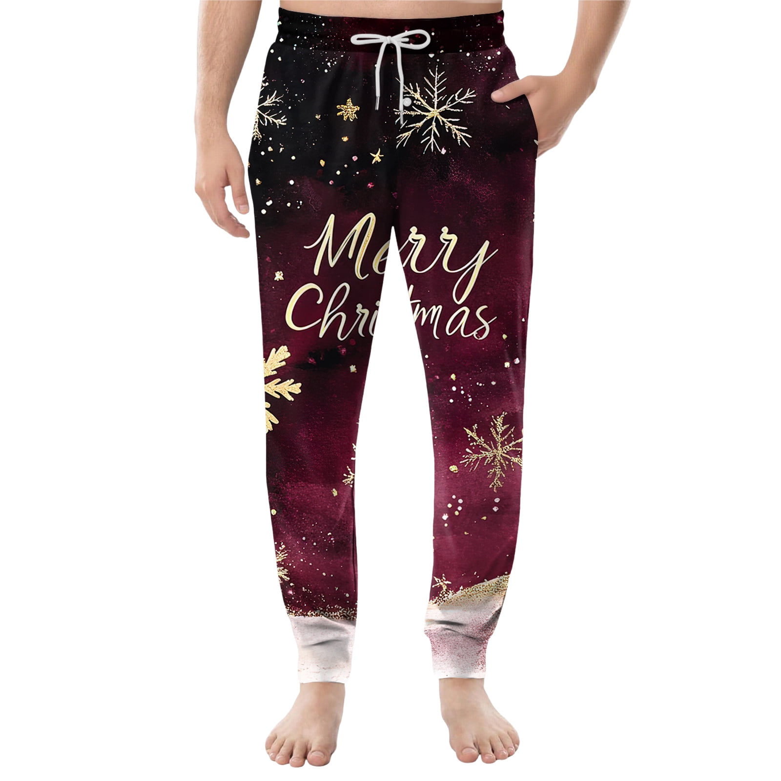 Dwelliawo Merry Christmas Pajama Pants Men Loose Fit Funny Pj Pants ...