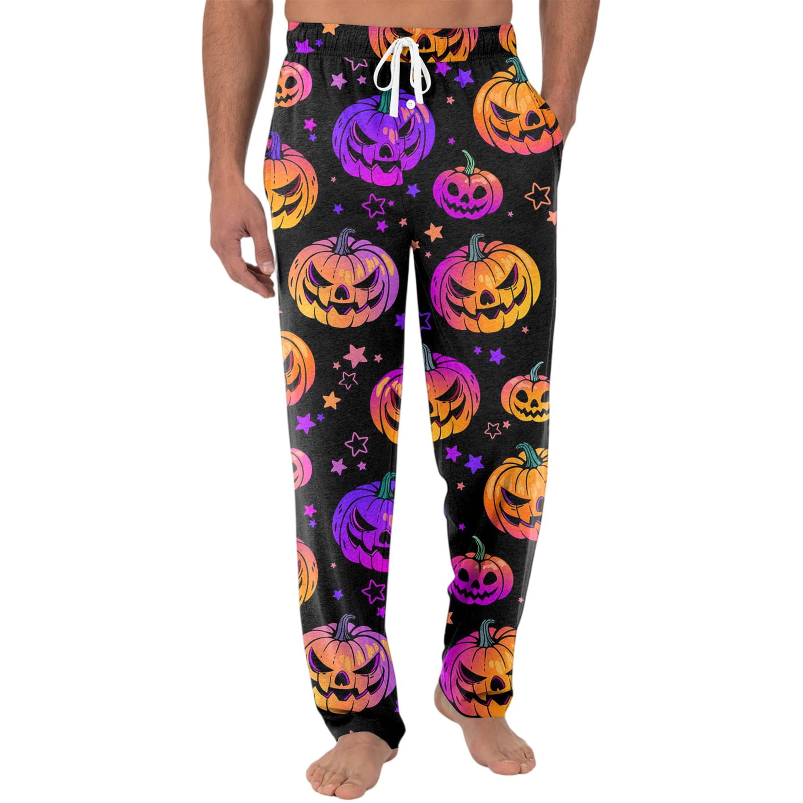 Dwelliawo Pajama Pants Men Halloween Pumpkin Pant Cute Bottoms Pajama ...