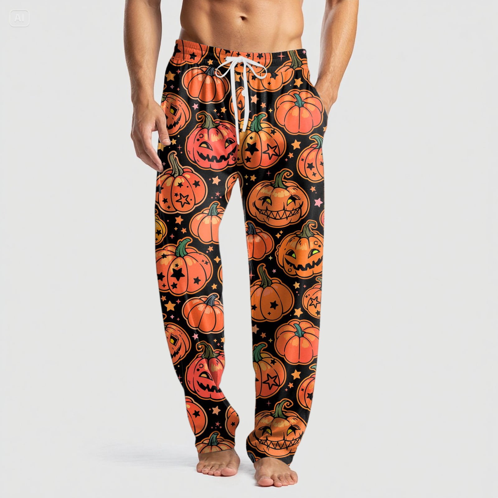 Dwelliawo Pajama Pants Men Halloween Pumpkins Pant Soft Sleepwear Funny ...