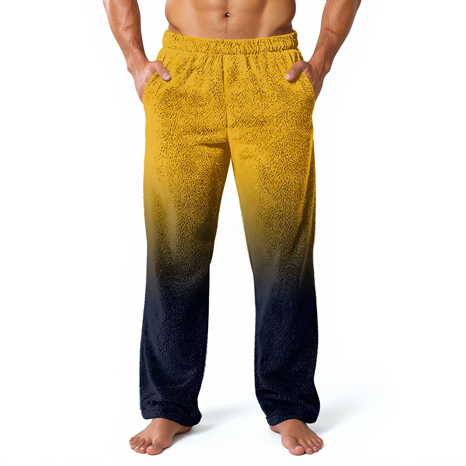 Dwelliawo Plush Warm Pajama Pants Men Casual Fluffy Pant Fuzzy Fleece ...