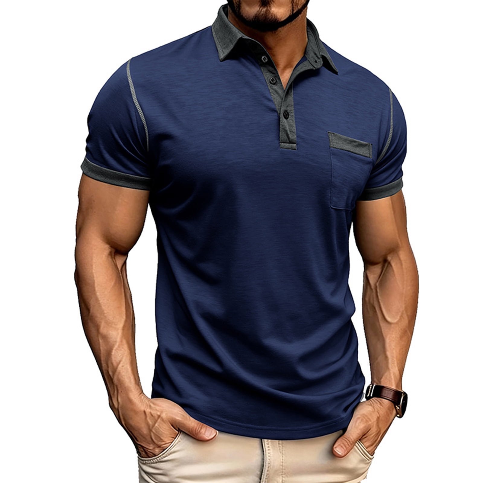 Dwelliawo Polo Shirts for Men Casual Collared Stylish Work Tops Basic ...