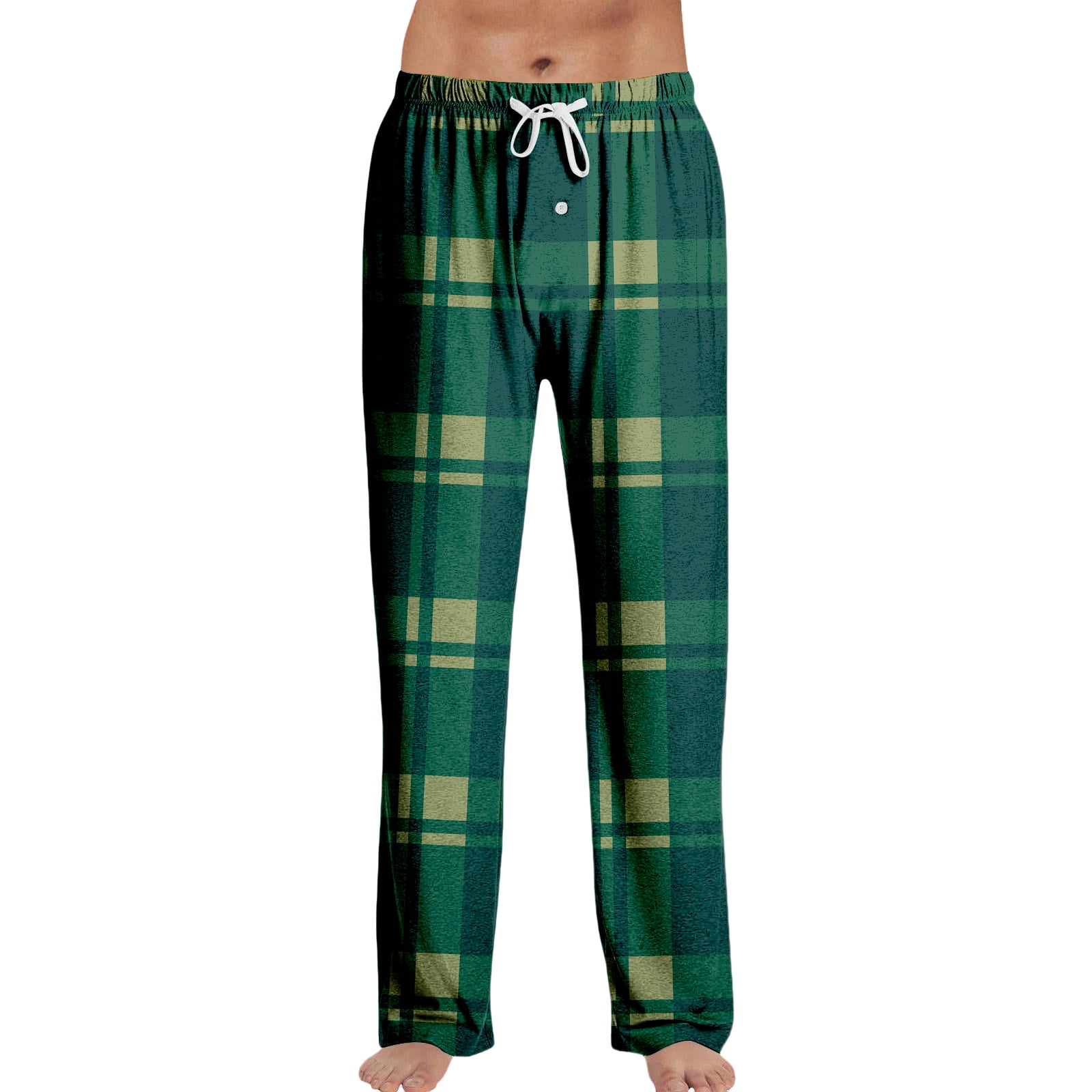 Dwelliawo Red Plaid Pajama Pants Men Wide Leg Casual Comfy Plaid ...