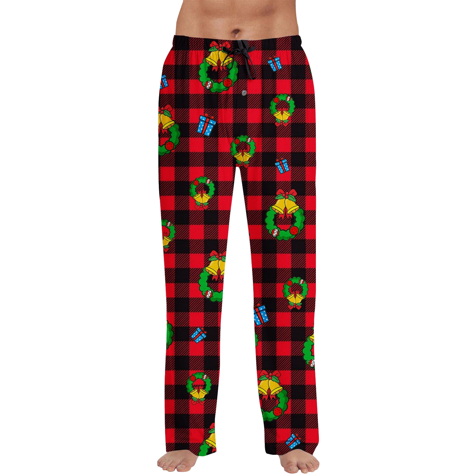 Dwelliawo Red Plaid Pants Men Buffalo Plaid Comfy Christmas Pajama ...