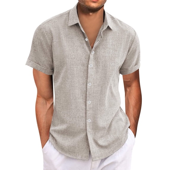Dwelliawo Shirt Men Casual Beach Dress Shirt Short Sleeve Button Down ...