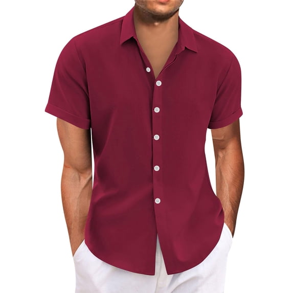 Dwelliawo Shirt Men Short Sleeve Button Down Shirt Casual Fashion Dress ...