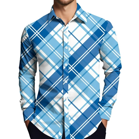 Dwelliawo Shirt for Men Plaid Flannel Shirt Casual Button Down Shirts ...