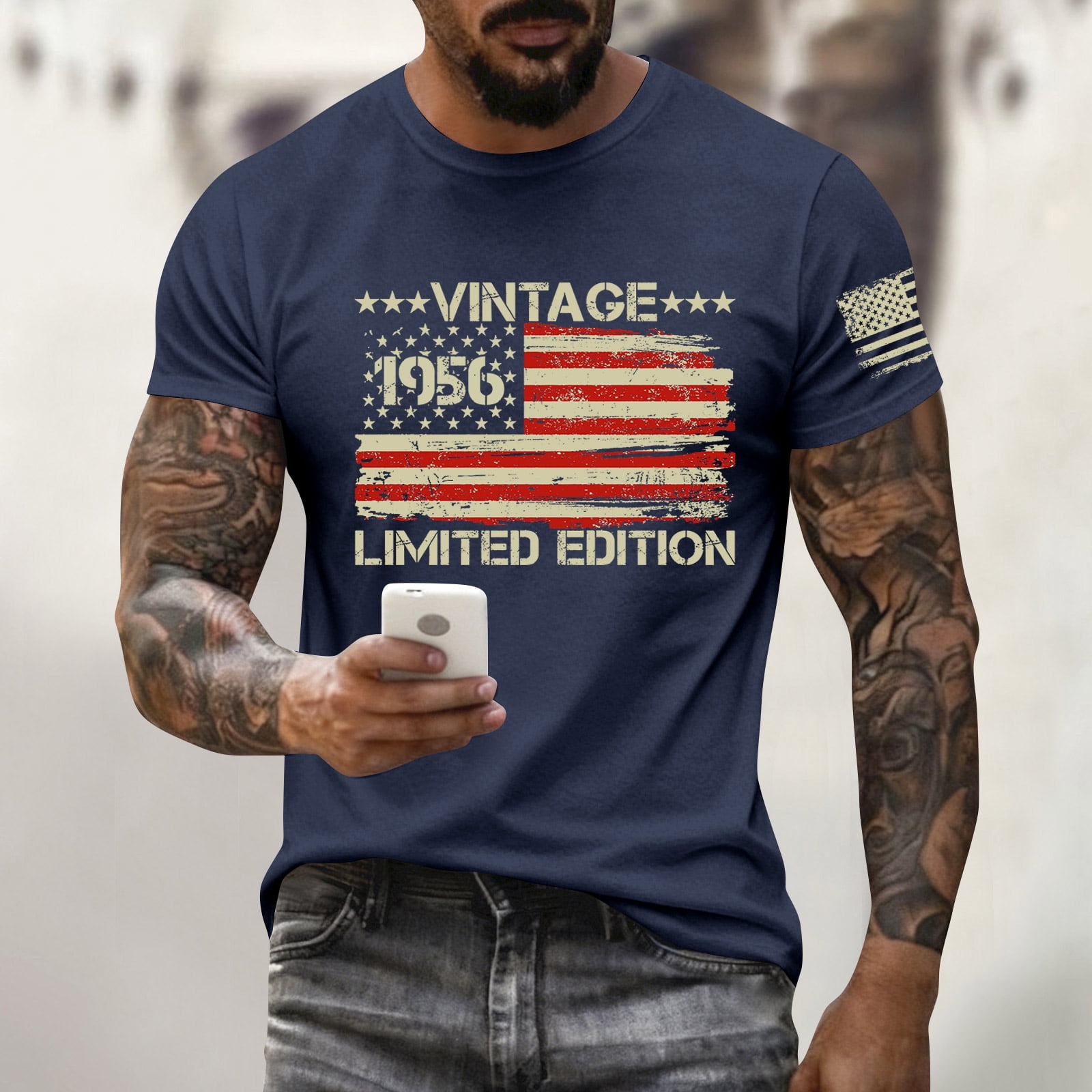 Dwelliawo Short Sleeve T Shirt Men Crewneck Short Sleeve Outfit ...