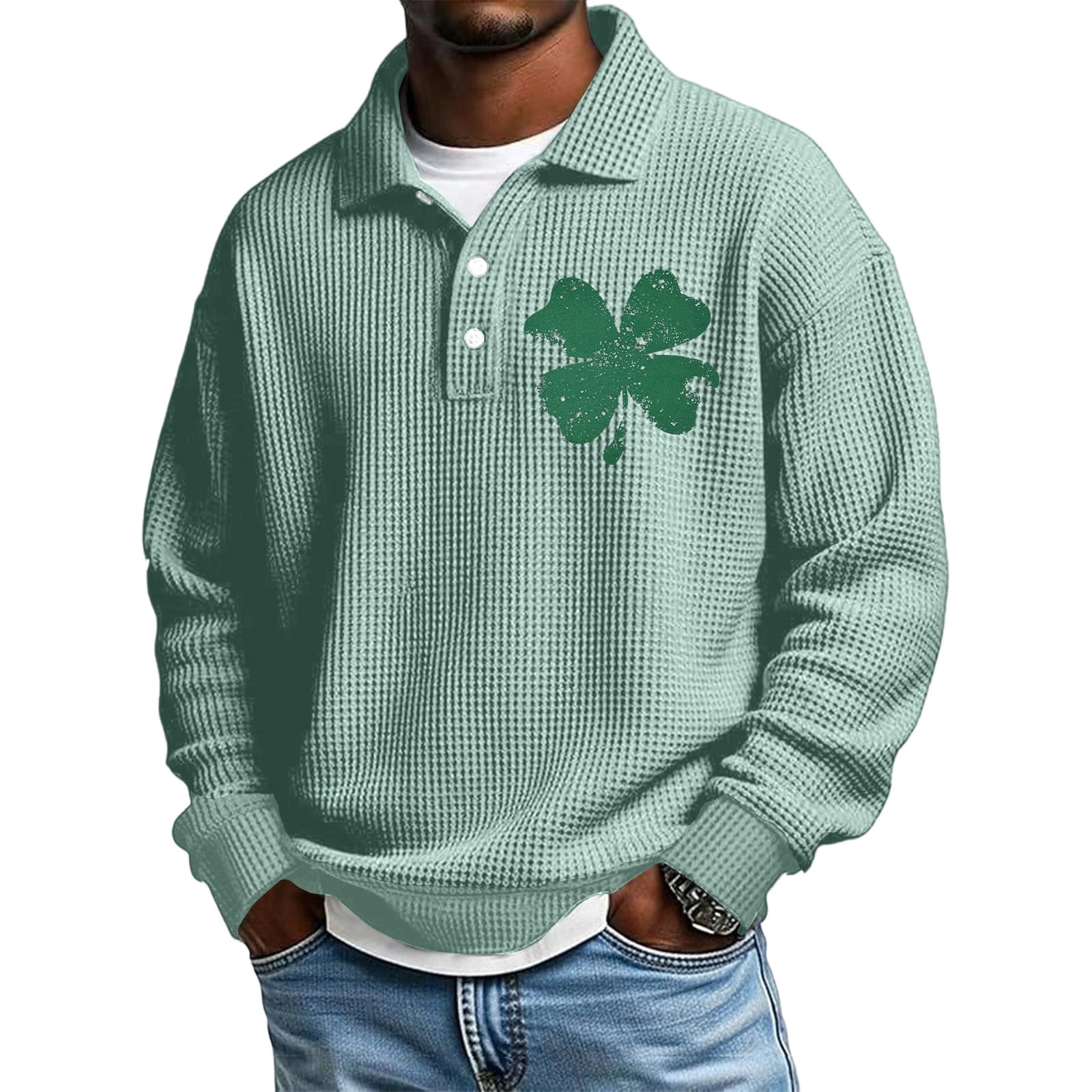 Dwelliawo St Patrick's Day Big and Tall Polo Shirts for Men Long Sleeve ...