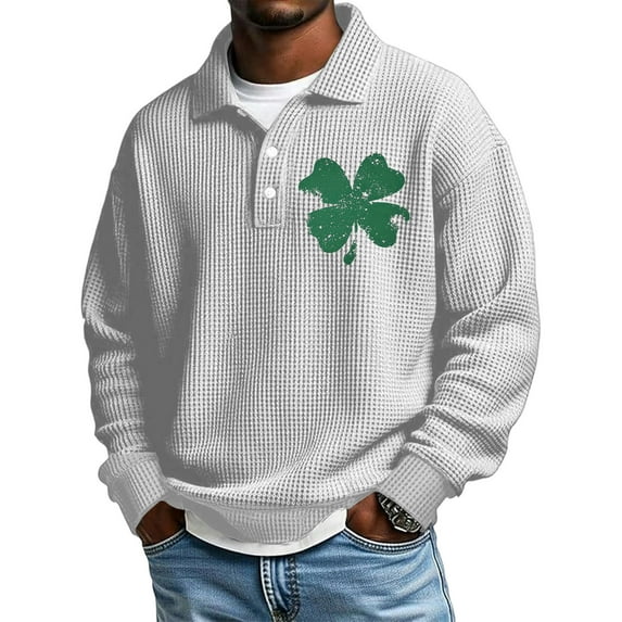 Dwelliawo St Patrick's Day Long Sleeve Polo Shirts for Men Workout ...