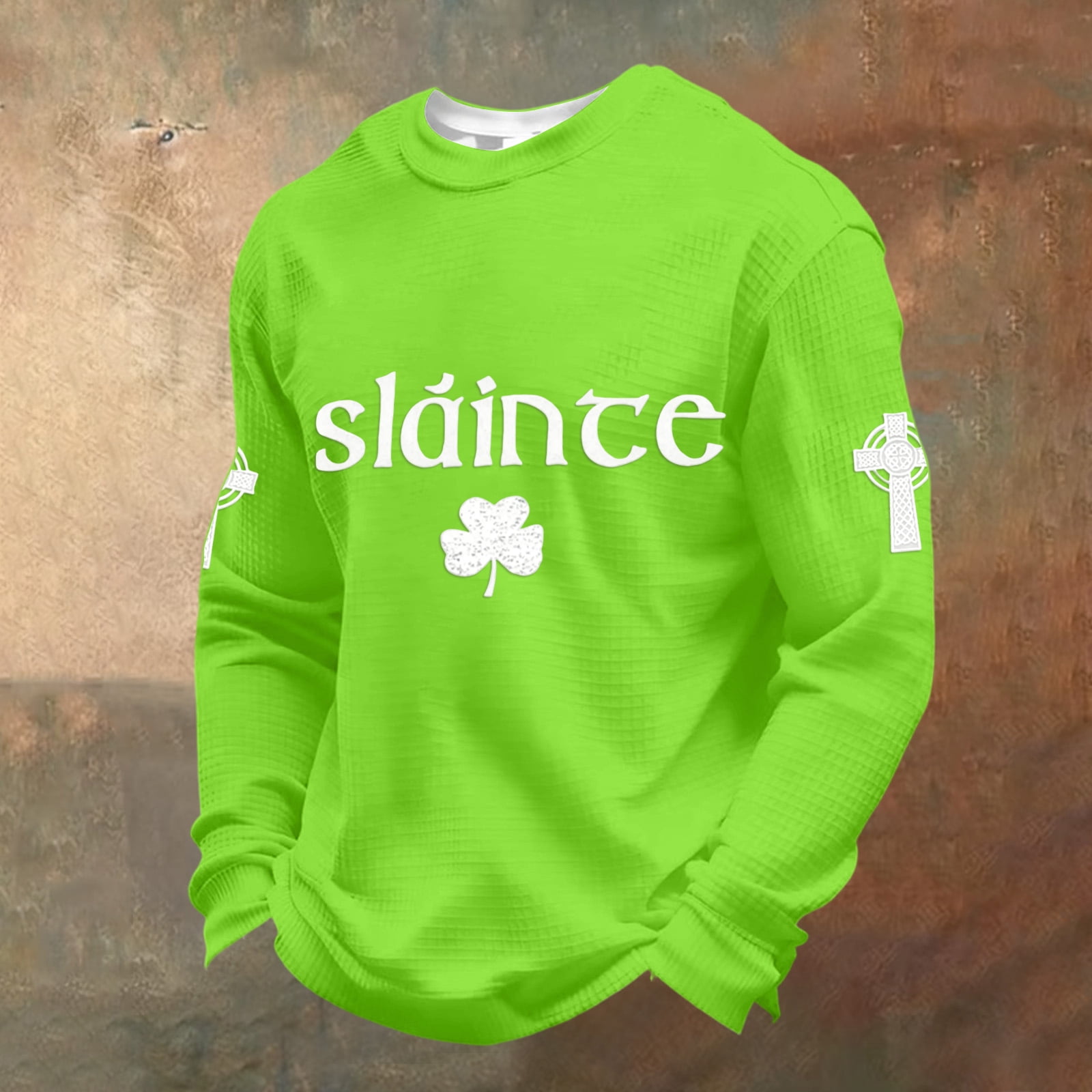 Dwelliawo St. Patricks Day Shirts for Men Graphic Long Sleeve Waffle ...
